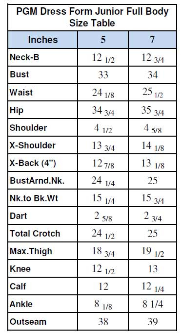 Professional Female Junior Full Body Dress Form|pgmdressform.com